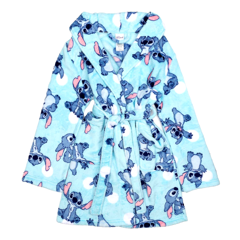 Disney Girls Lilo and Stitch Robe Pajamas Cover Up Plush Bathrobe 4 6 8 ...