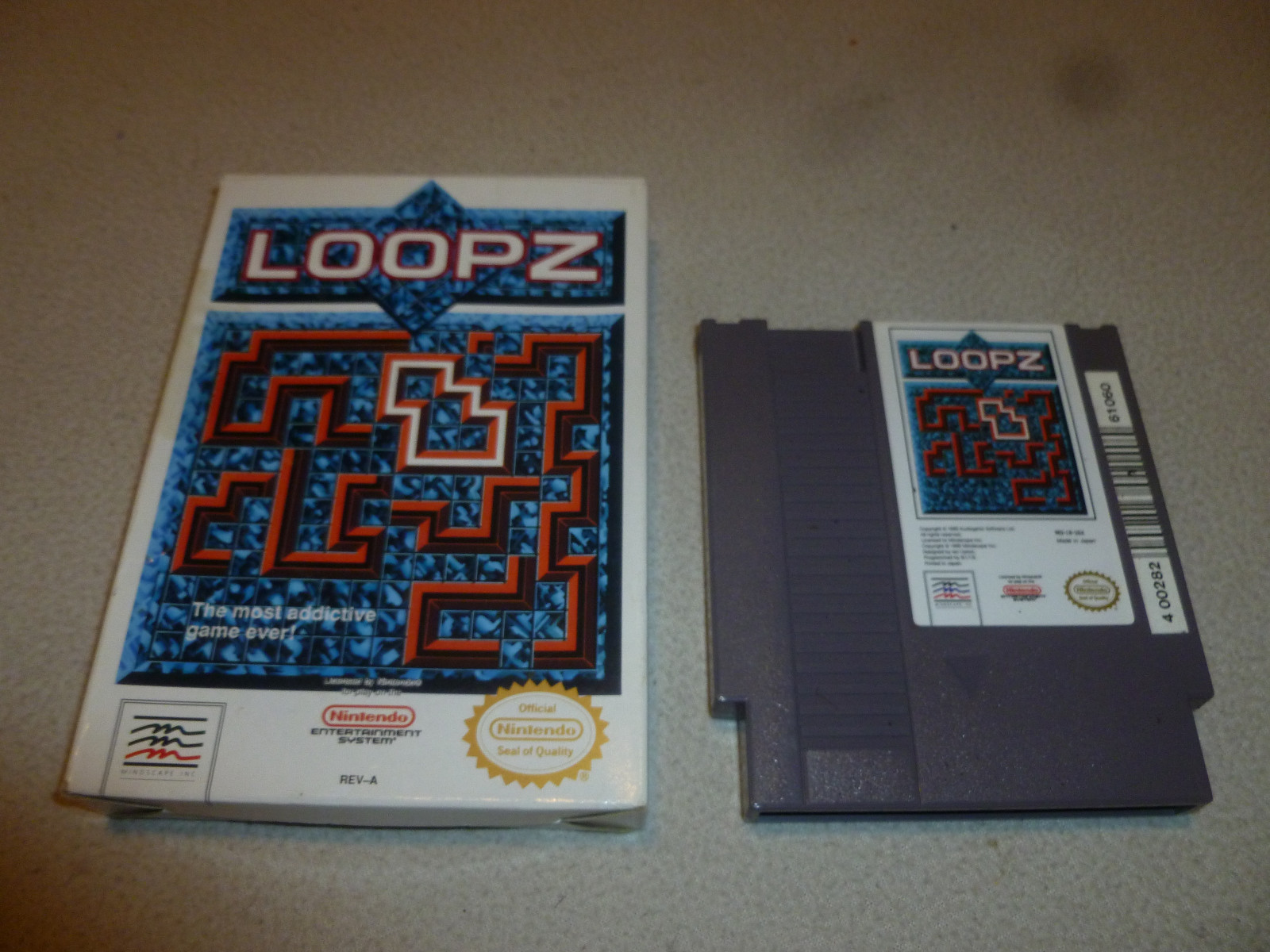BOXED NINTENDO NES VIDEO GAME LOOPZ W BOX STYROFOAM INSERT MINDSCAPE ...