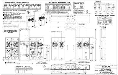 Siemens WEPK4411 Meter Socket EUSERC NEC2020 4-Gang 400A 125 Amp RING ...