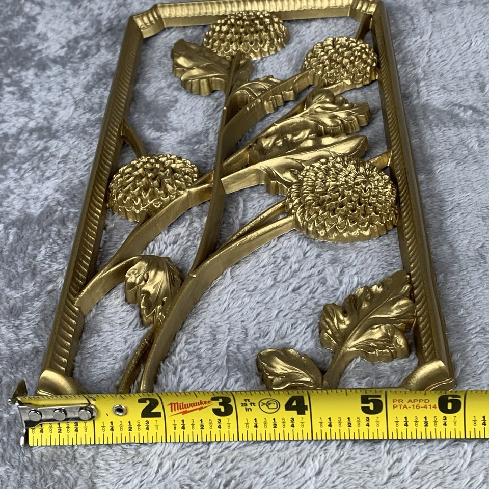 Vintage Syroco Flowers Gold Set of 2 Wall Plaques 6"x12" USA 1955 Rose ...