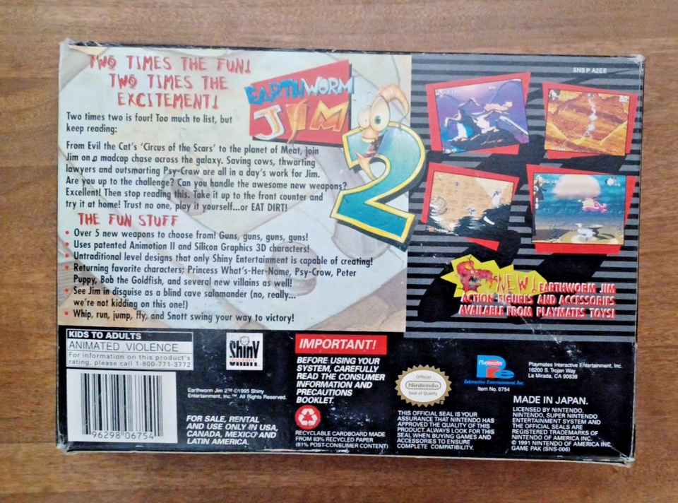Earthworm Jim 2 SNES Original Box & Game Authentic Super Nintendo | eBay