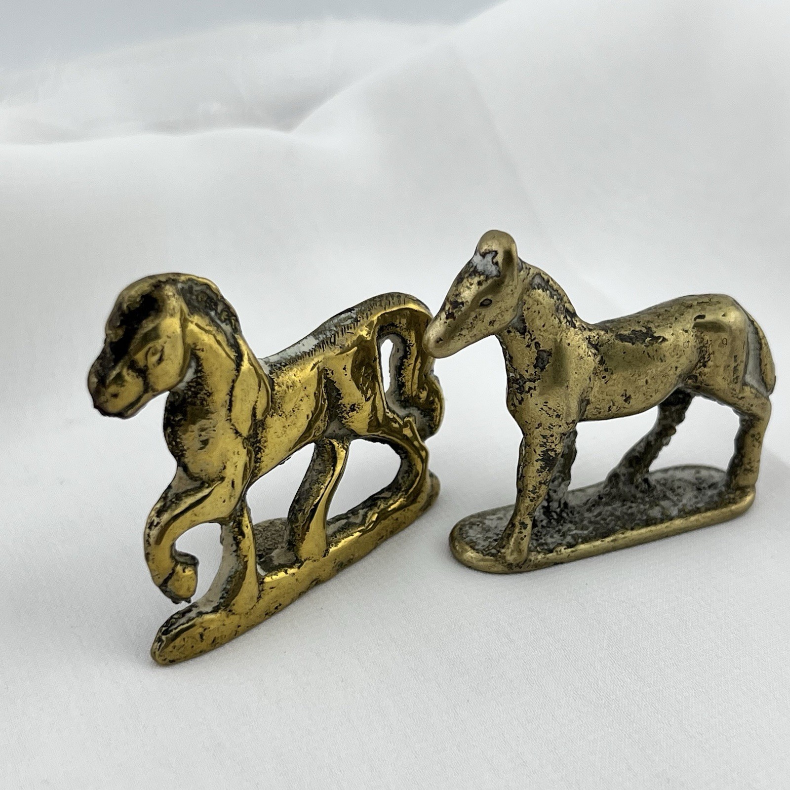 Vintage Horse Brass Figurine Mare Filly Set of 2 Mini Small Desk Decor ...