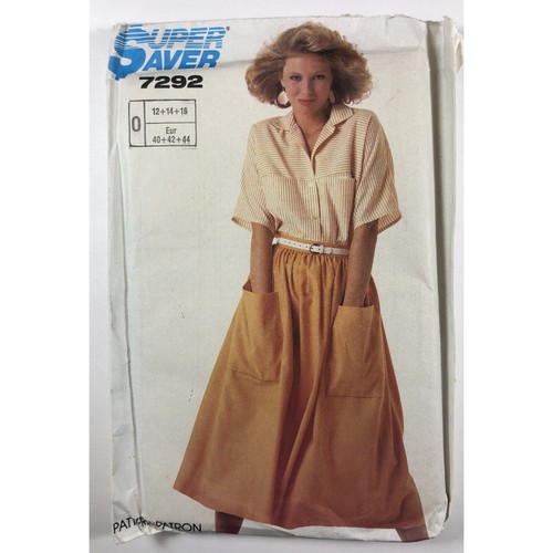Effortless Casual Easy Simplicity 7292 Misses Shirt and Skirt Sizes 12 ...