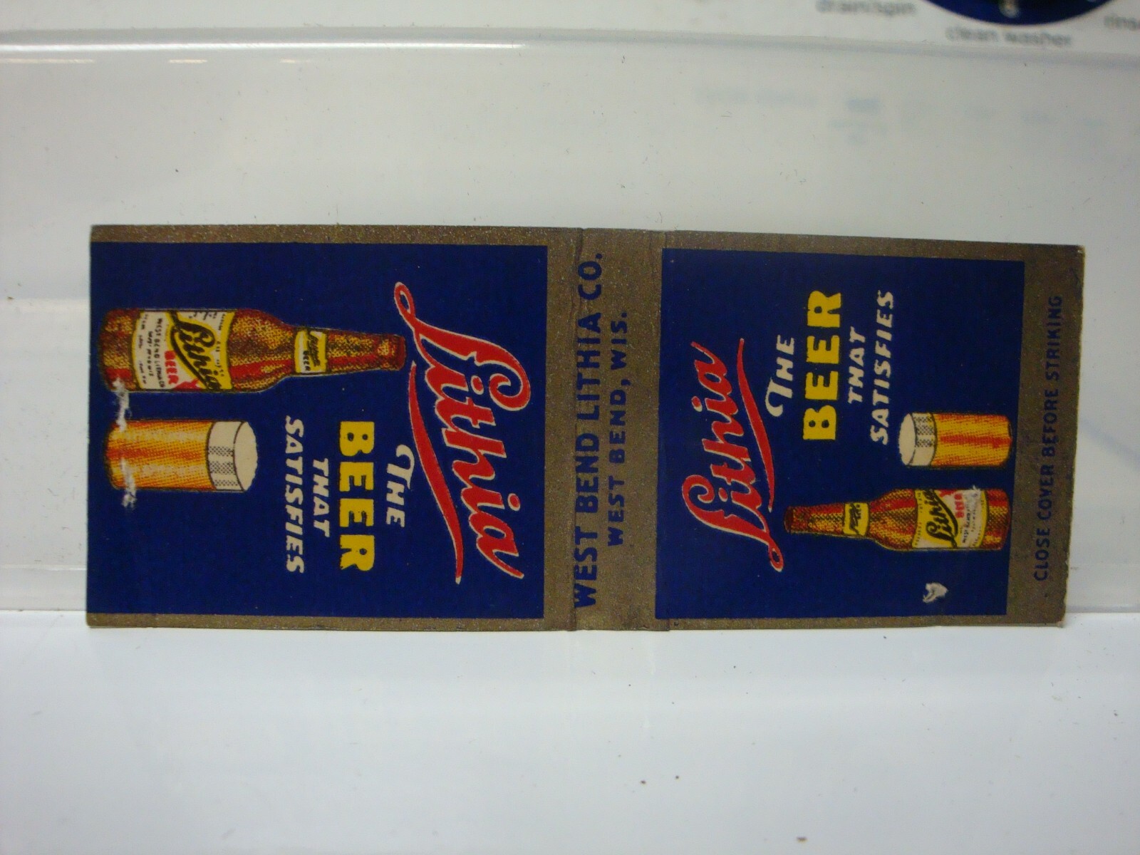 Beer matchbook Lithia Beer.. West Bend Lithia Co. | eBay