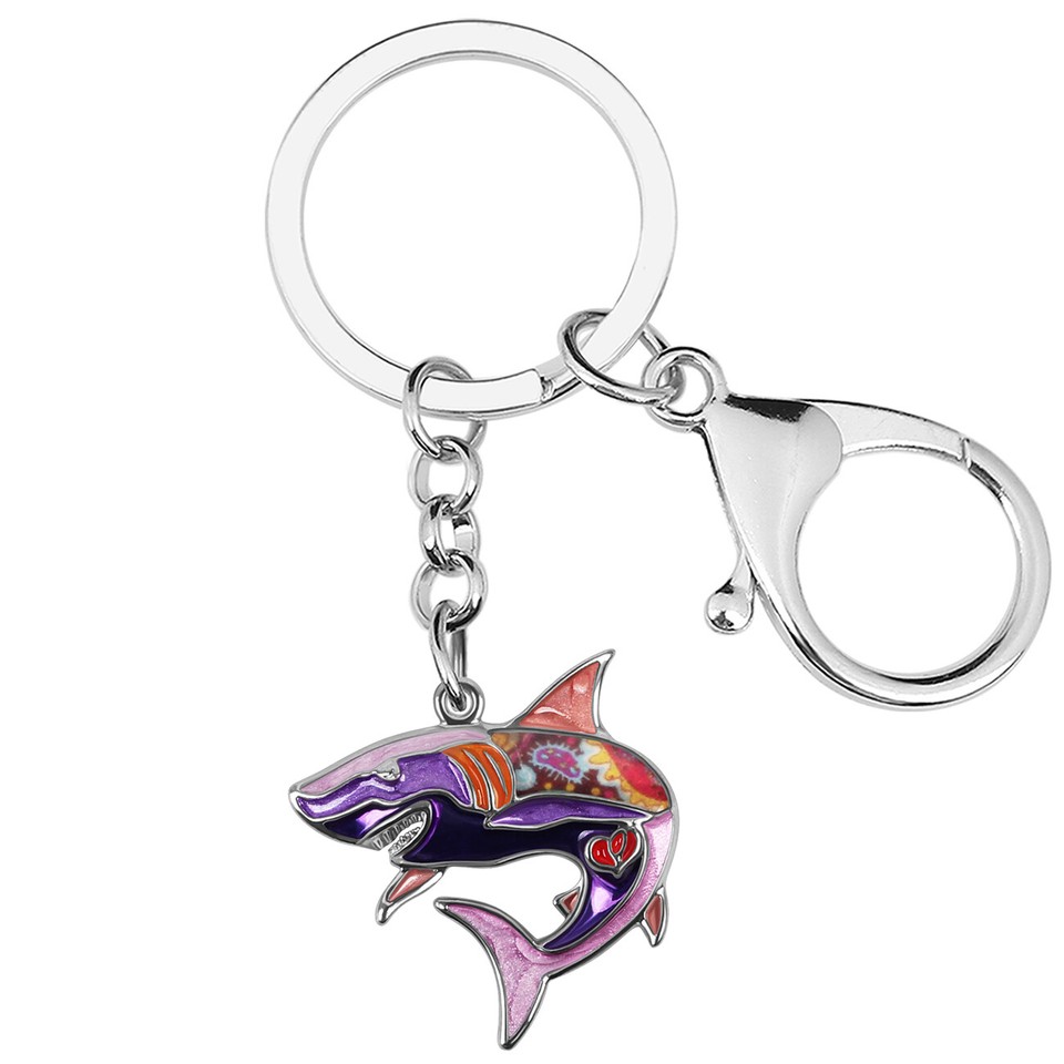 Enamel Alloy Ocean Shark Keychains Purse Key Ring Sea Life Jewelry ...