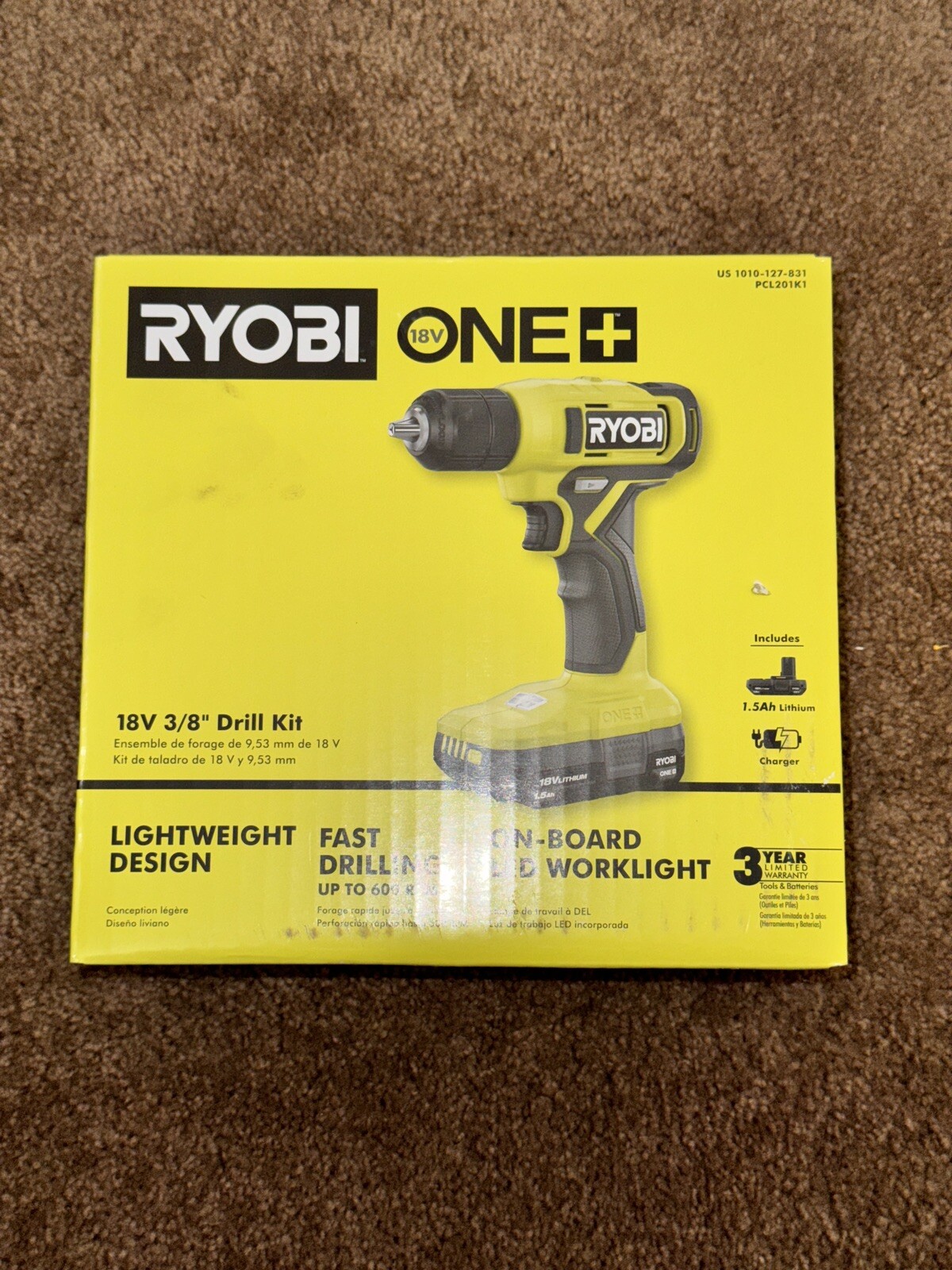 RYOBI PCL201K1 Ryobi ONE+ 18V Cordless 3/8" Drill/Driver 1.5Ah Battery ...