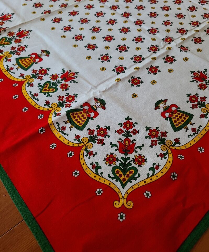Vintage Kolf AUSTRIA 51"x47" Tablecloth 100% Cotton Folk Art Pattern | eBay