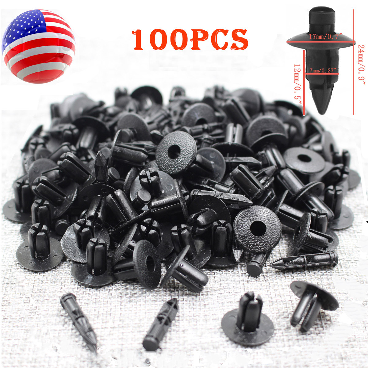 100x 7mm Plastic Rivet Black Push Interior Trim Panel Car Door Clips | eBay