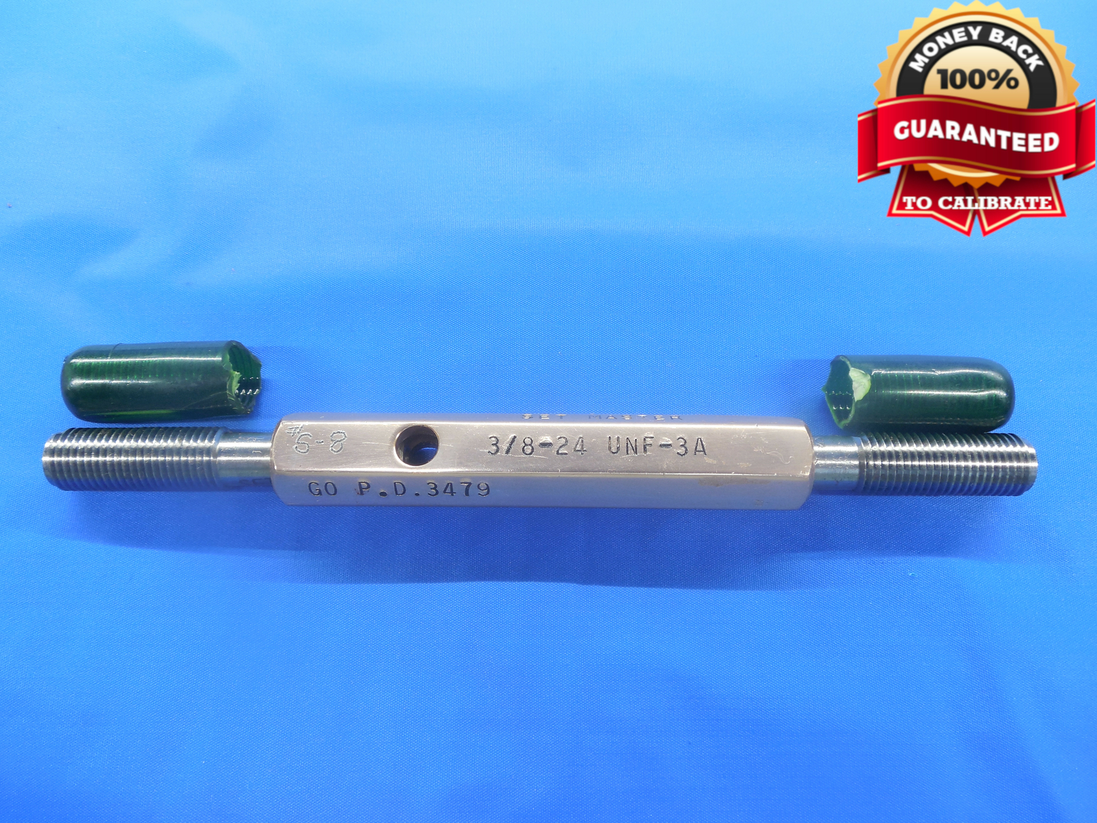3/8 24 UNF 3A SET THREAD PLUG GAGE .375 GO NO GO P.D.'S = .3479 & .3450 ...