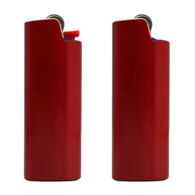 2 (Two) Brushed Metal Lighter Covers / Sleeves / Holders for large BIC ...