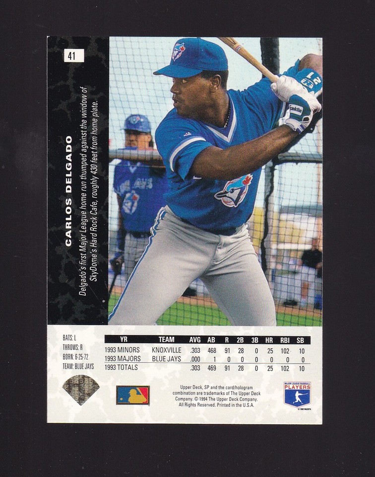 1994 Upper Deck SP Carlos Delgado Rookie #41 Toronto Blue Jays | eBay