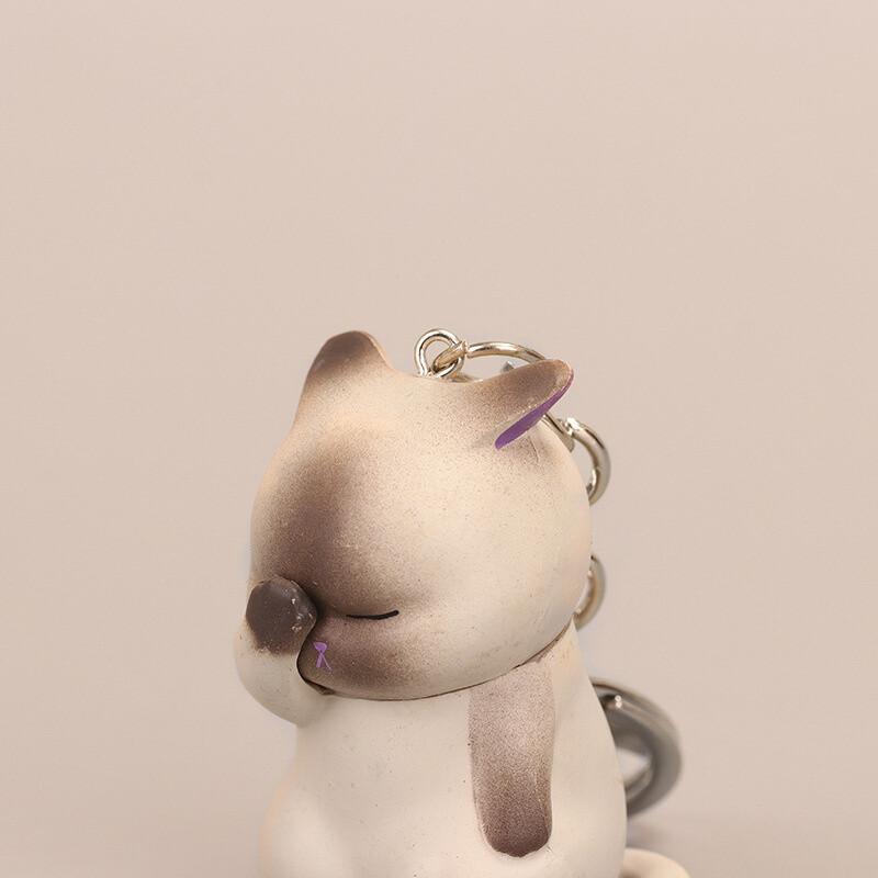 Cute Shy Cat Keychains Chubby Kitten Keyring Trinket Bag Ornament Ke C4 ...