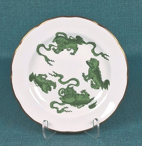 Wedgwood Williamsburg Chinese Green Tigers 6" Scalloped Plate Gold Rim ...