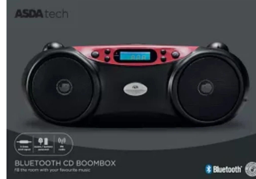 ASDA Tech Bluetooth CD Boombox radio Bluetooth | eBay UK