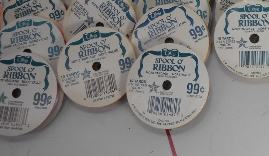 Vintage 1989 Offray Spool of Ribbon all same RN 17991 Lot of 73 CT5 | eBay