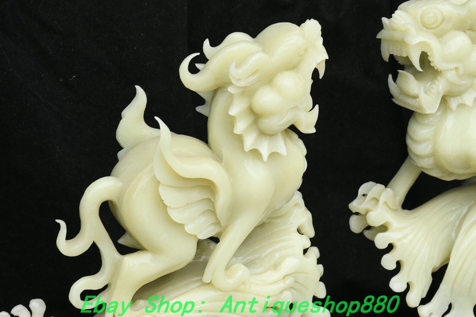 16.5'' Natural Xiu Jade Carve PiXiu Phylactery Guardian Beast Statue ...