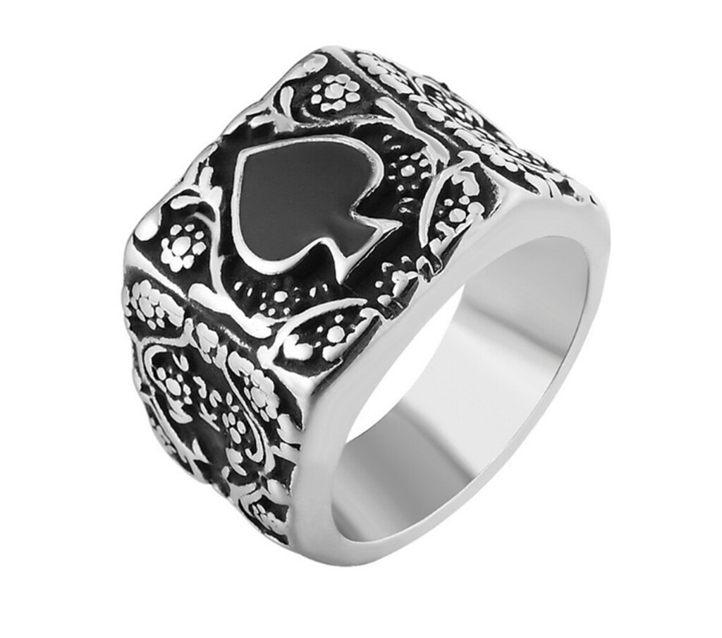 Men Hip Hop / Punk Fashion Titanium Stainless Steel Hearts of Spades ...