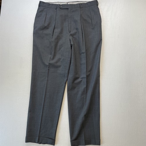 Vtg Corbin 36x32 Gray Superfine Wool USA Made Pleated Mens Dress Pants ...
