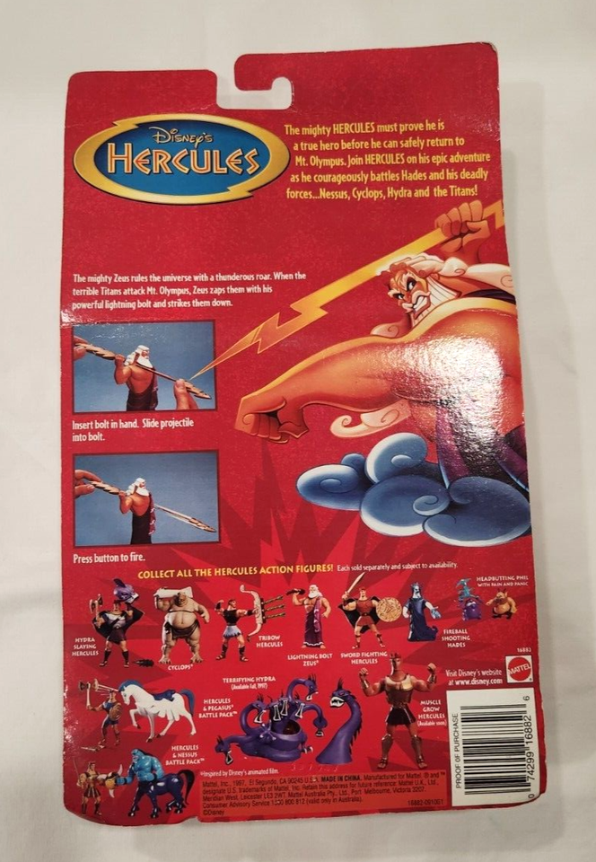 Disney Hercules Lightning Bolt Zeus Figure Sealed NIB Mattel Toy New ...