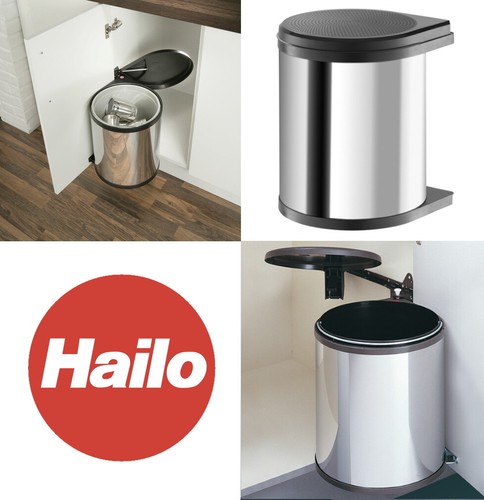 Hailo Mono Kitchen Swing Out Waste Bin 12L/15L SS Black Cabinet Width ...