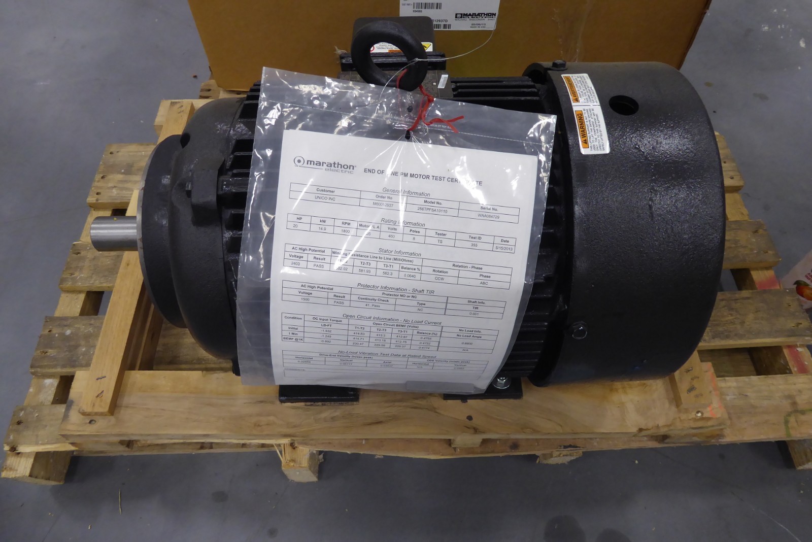 Marathon MVE256TPFSA10110A Severe Duty Electric Motor 20 HP 256TC Fr ...