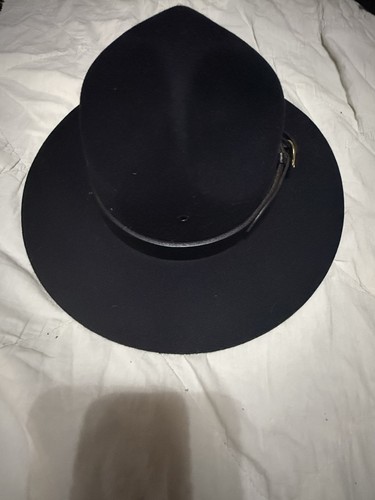 Stratton Unisex black Hat wide brim cowboy /trooper hat. Side buckle ...