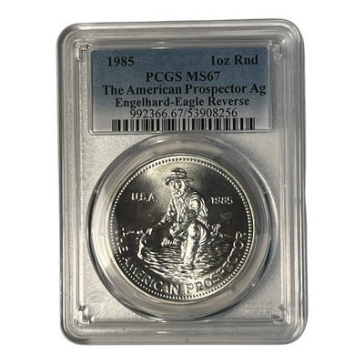 1985 Engelhard Prospector 1oz Round Silver Coin graded PCGS MS67 *NEW ...