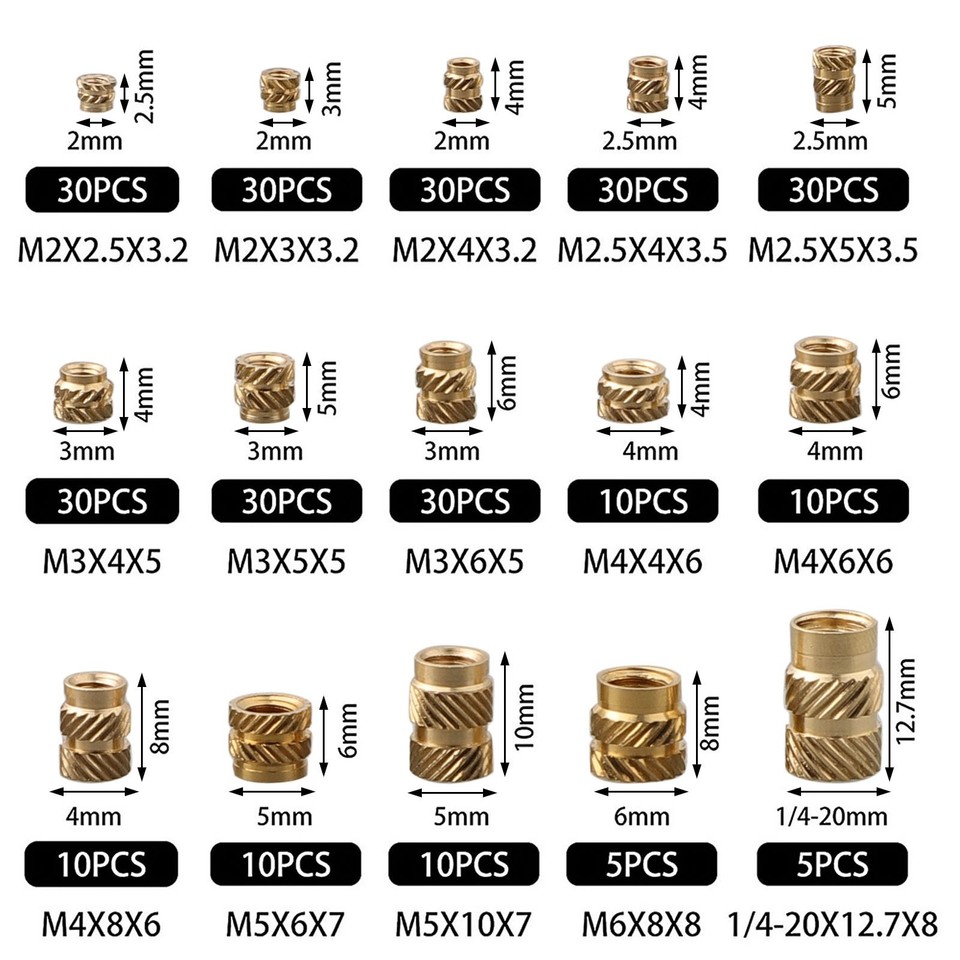 Threaded Inserts Brass Bushing Hex Nuts Inserts M5 M6 Nuts Threaded ...