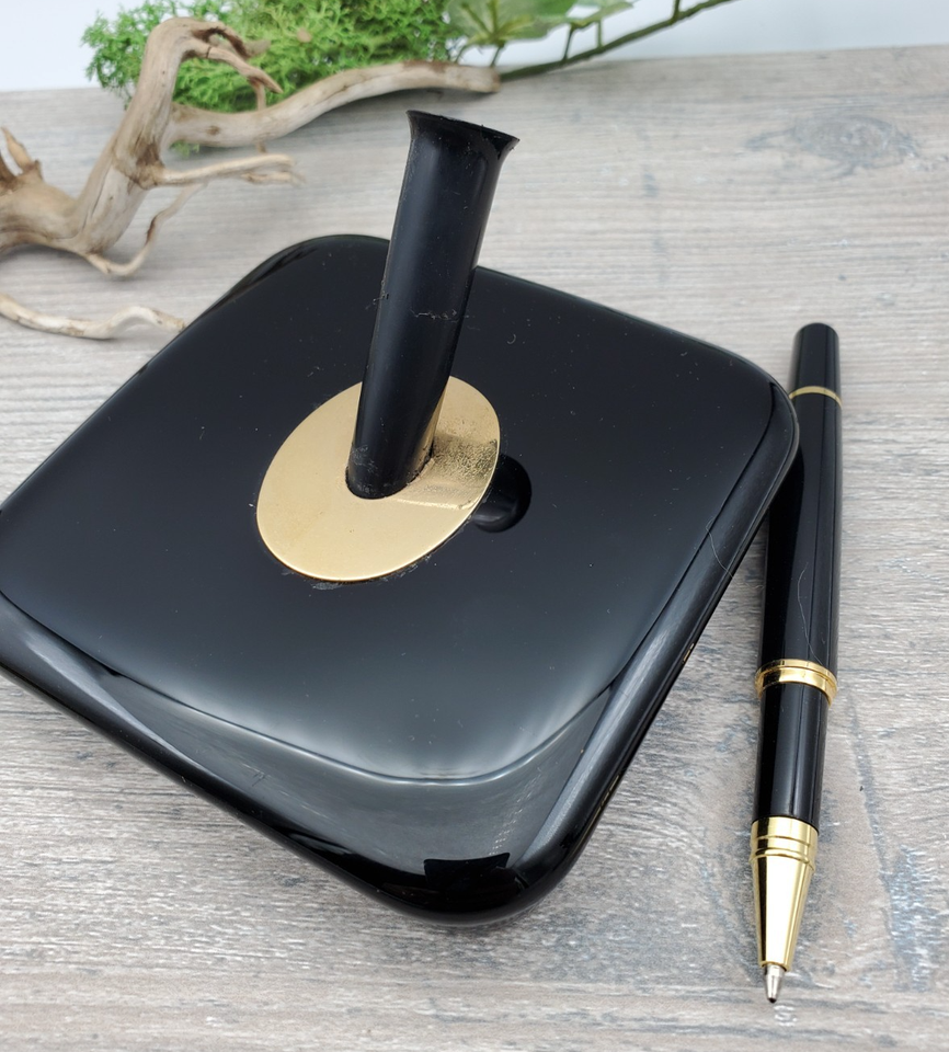 Vintage Sheaffer's #501S Ball Point Pen Desk Set Black Glass Onyx ...