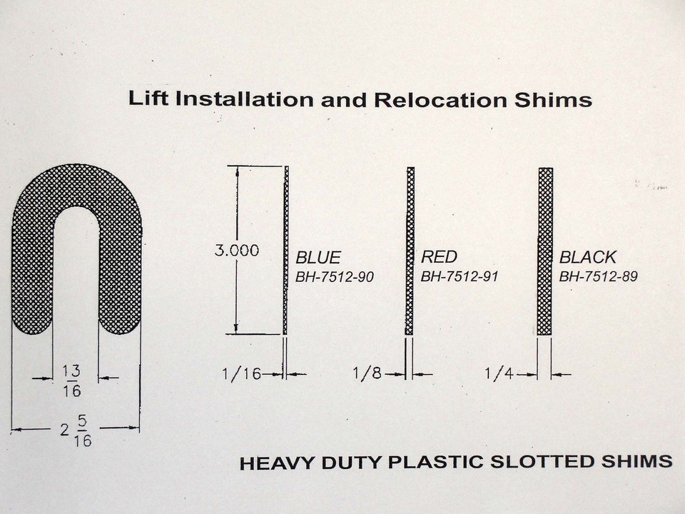 automobile Lift leveling Shim Kit With 3 sizes Plastic Shims shipped ...
