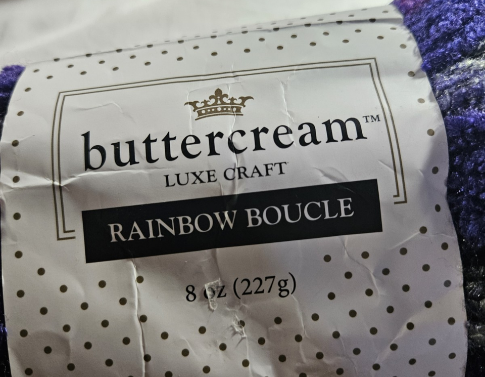 Buttercream Luxe Craft Rainbow Boucle Yarn LARGE 8oz - Black and ...