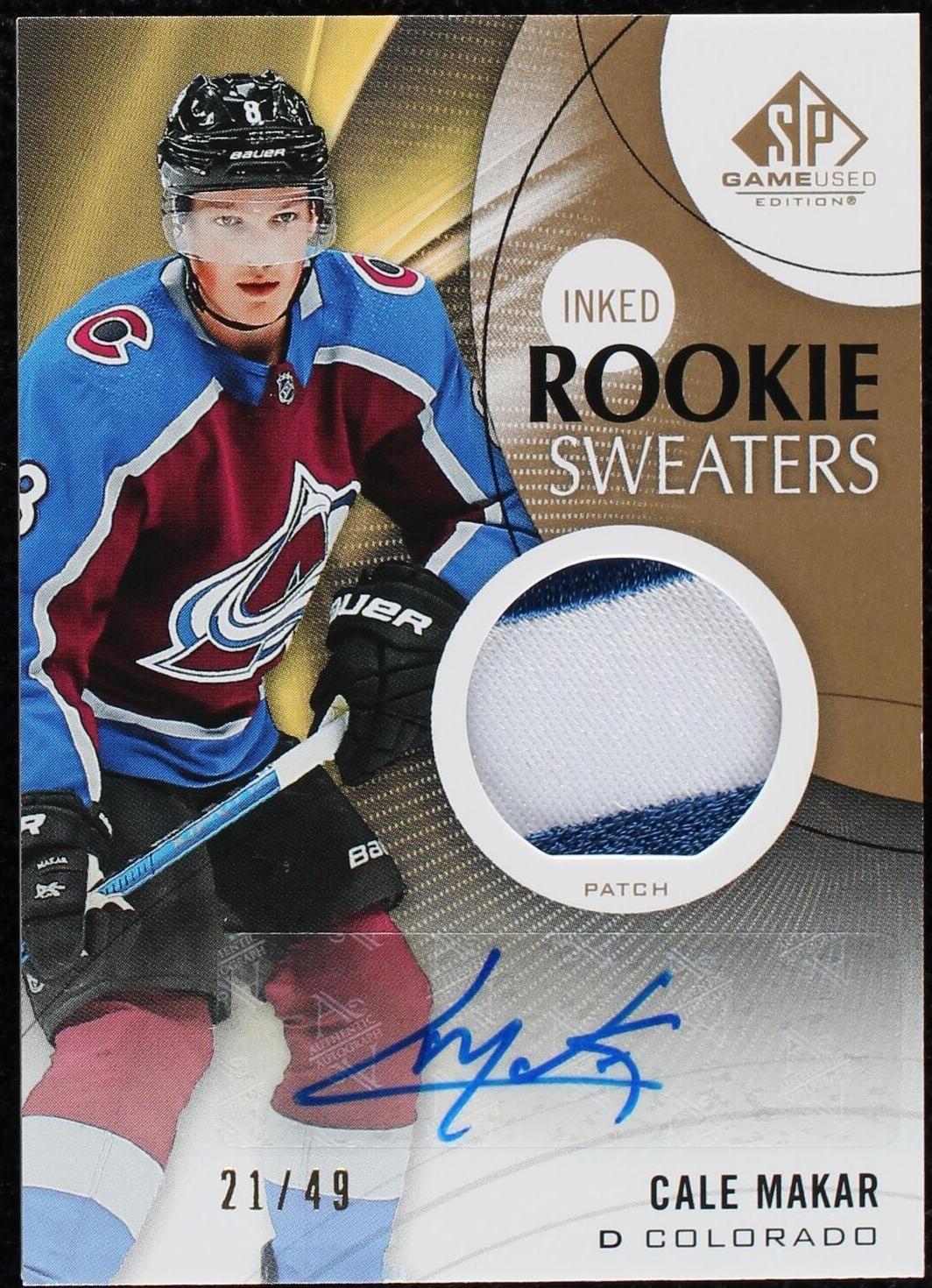 2019-20 Upper Deck SP Game Used - Inked Rookie Sweaters Cale Makar #RS ...