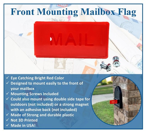 Plastic Front Mount Red Mailbox Flag for Brick, Stone Mailboxes Mail ...