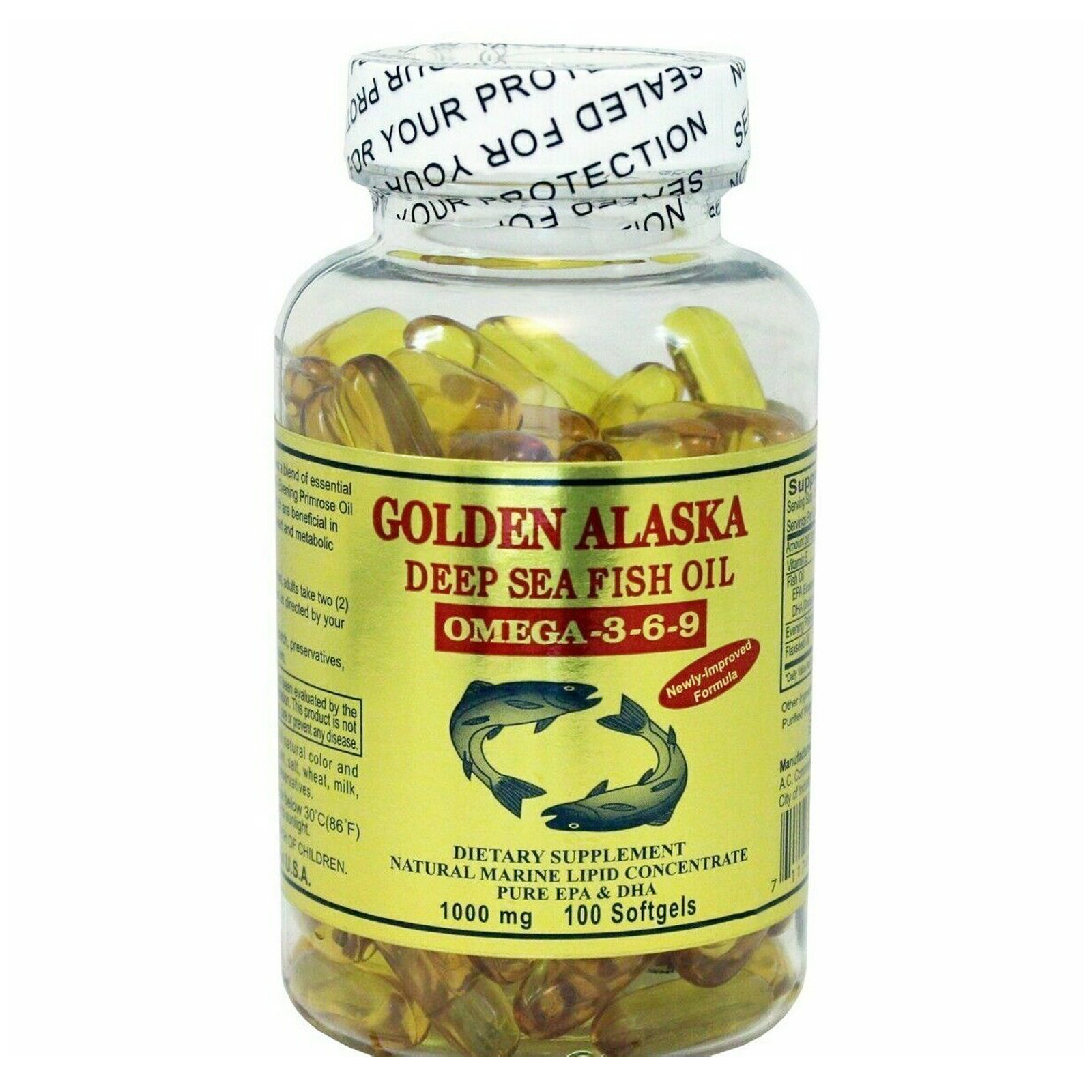 Gold Vitamin Golden Alaska Deep Sea Fish Oil Omega 3 6 9 1000 mg 100 SG ...