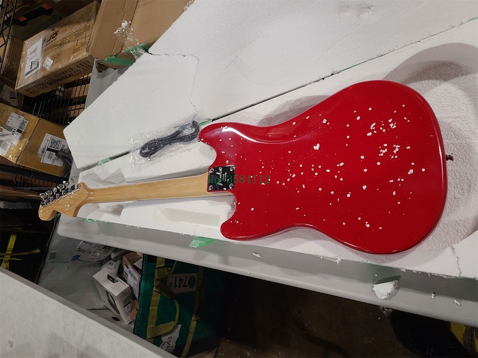 Factory Red Kurt Cobain Mustang Electric Guitar Chrome Hardware White ...