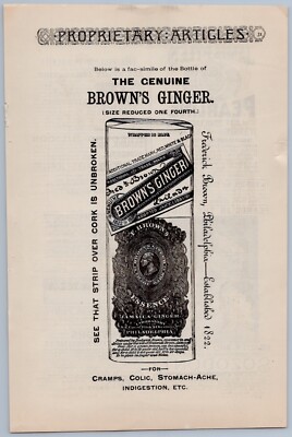 1885 Browns Ginger Vintage Ad Cramps Colic Stomach Ache Indigestion ...