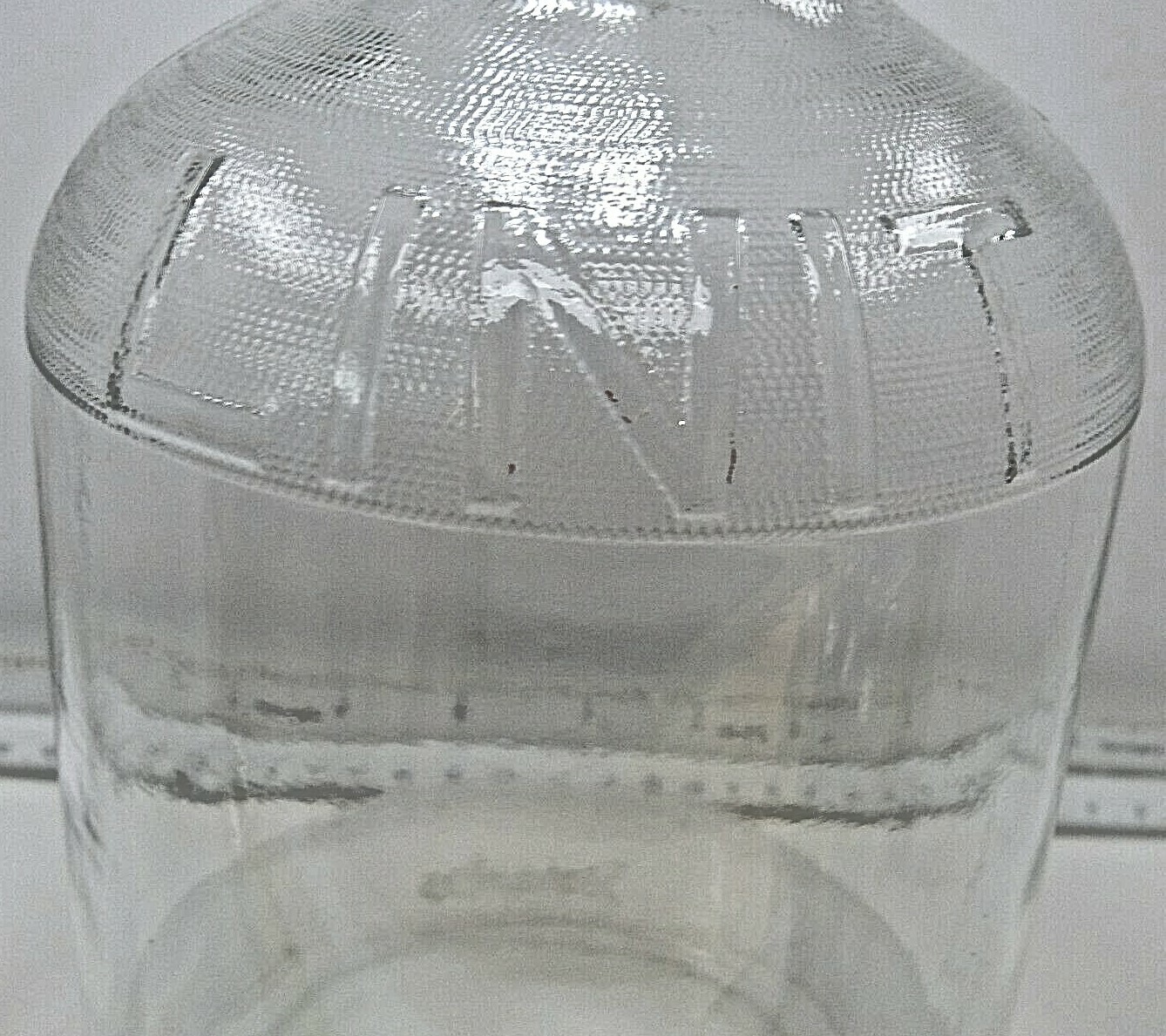 VINTAGE LINIT STARCH 1/2 GALLON GLASS BOTTLE W/BAIL HANDLE with BLUE ...