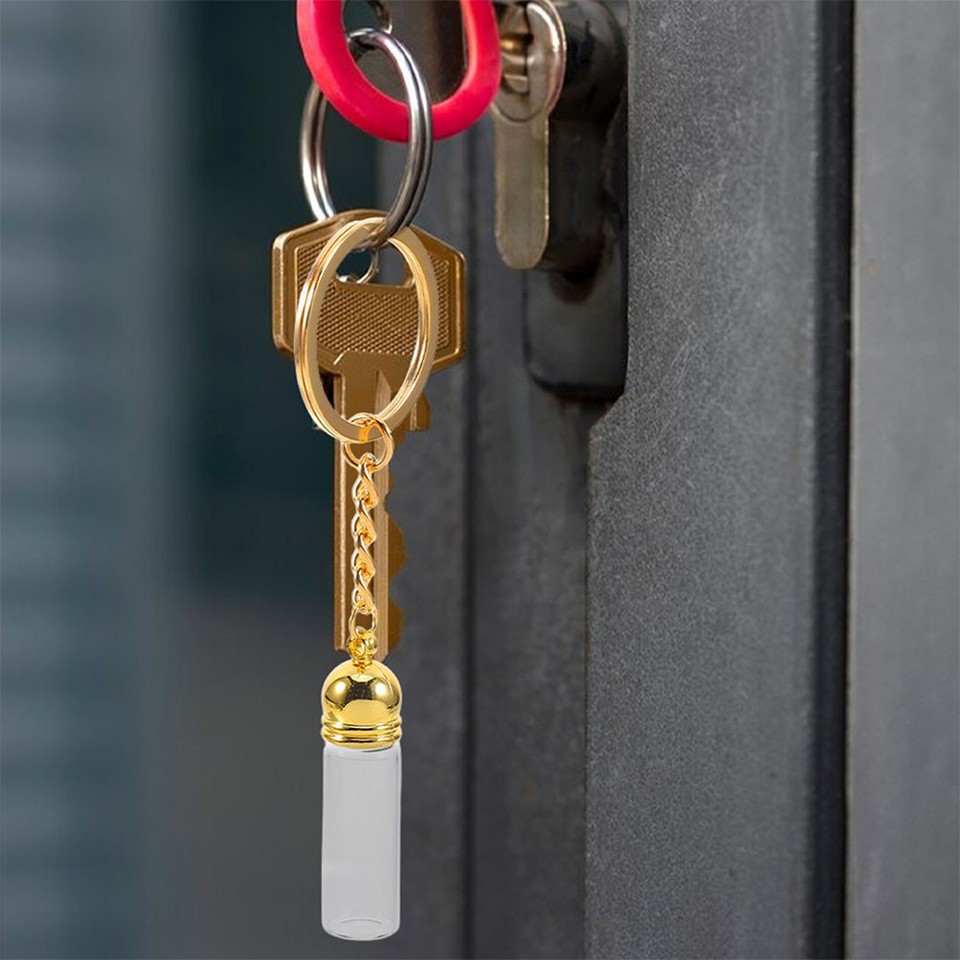 4pcs Transparent Glass Refillable Bottle Keychain Perfume Jar Bottle ...