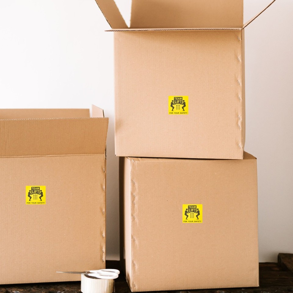 Heavy Warning Label Stickers Team Lift Labels Shipping & Handling ...