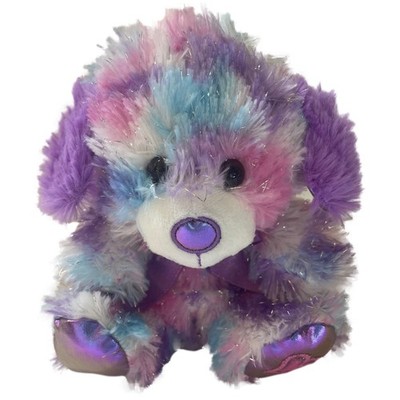 Plush 7 inch Small Fuzzy Purple Pink & Blue Colored Puppy Dog Stuffed ...