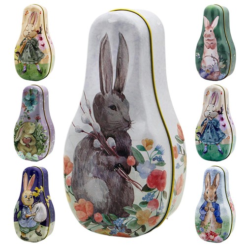 Tinplate Vintage Easter Candy Box Portable Chocolate Storage Organizer ...