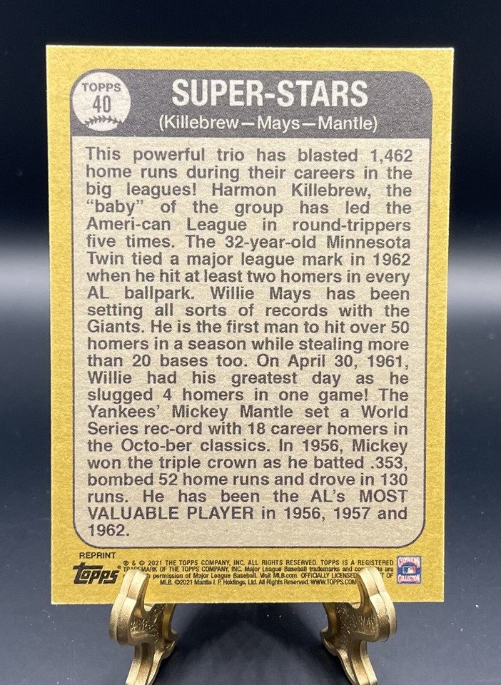 2021 X Mickey Mantle Collection 1968 Topps Super Stars Mickey Mantle ...