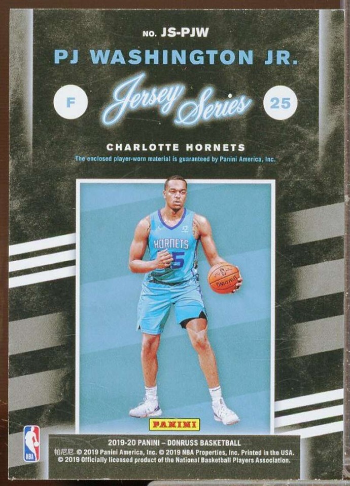 PJ Washington Jr. Rookie Card 2019-20 Donruss Jersey Series #71 | eBay