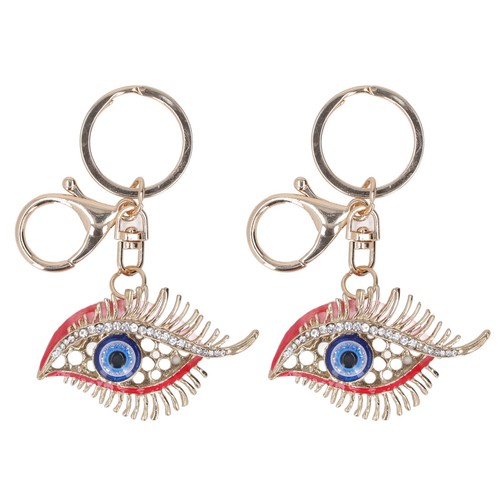 2 Pcs Eye Rhinestone Keychain Zinc Alloy Exquisite Shiny Unique Design ...