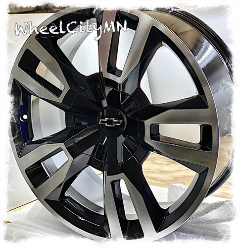 22 inch gloss black 2019 Chevy Suburban RST OE replica 5821 wheels 6x5 ...