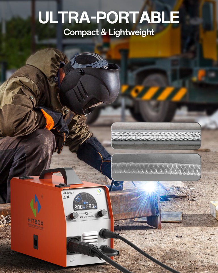HITBOX MIG Welder 200Amp 4IN1 Gas Gasless MIG/ Lift TIG/ARC MIG Welding ...