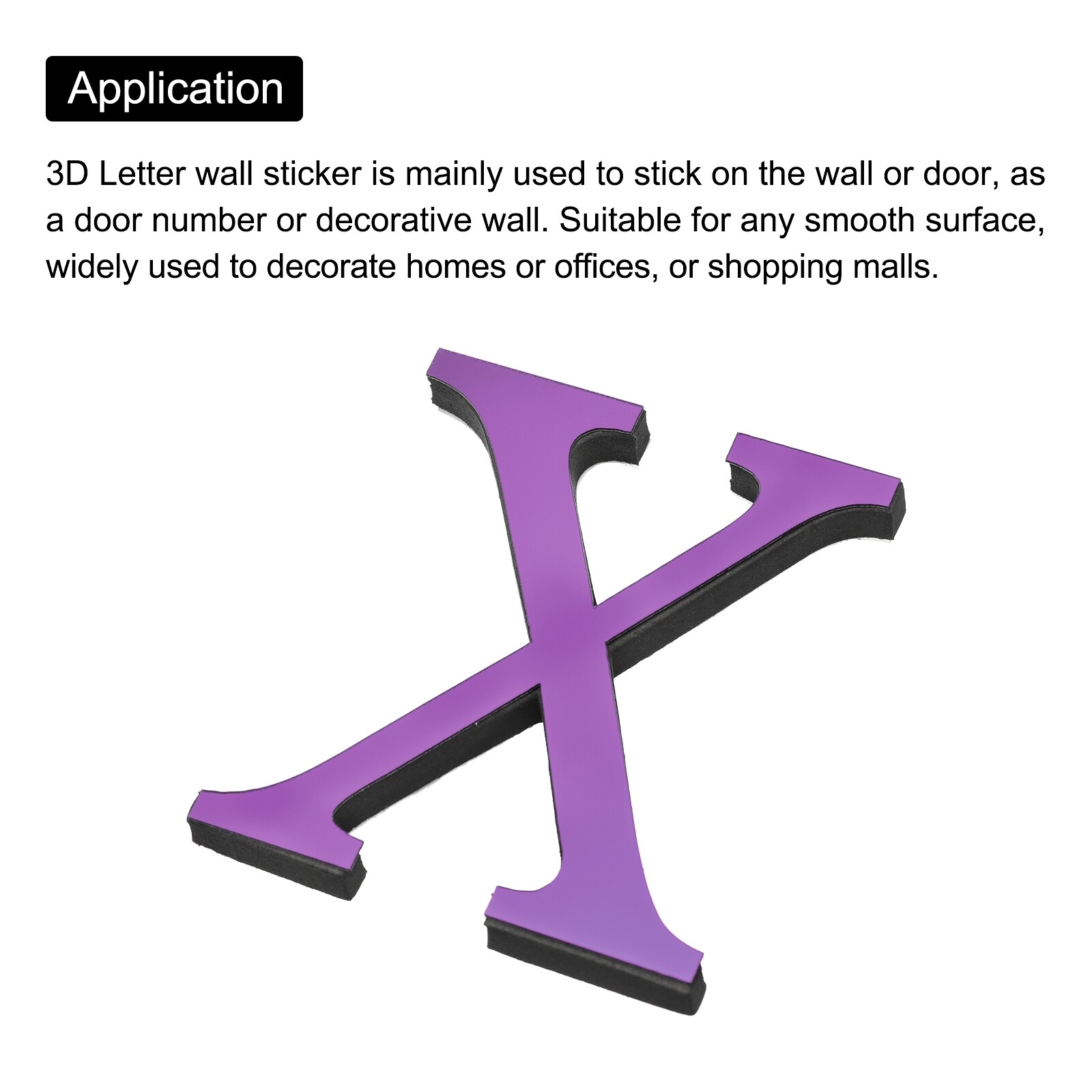 3D Acrylic Alphabet Mirror Wall Stickers Letter X Self-Adhesive Rose ...