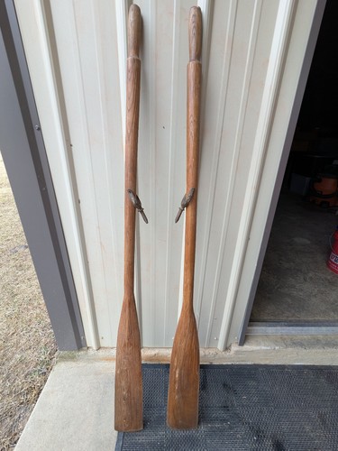Antique Row Boat Oars 59" with brass oarlocks. | eBay