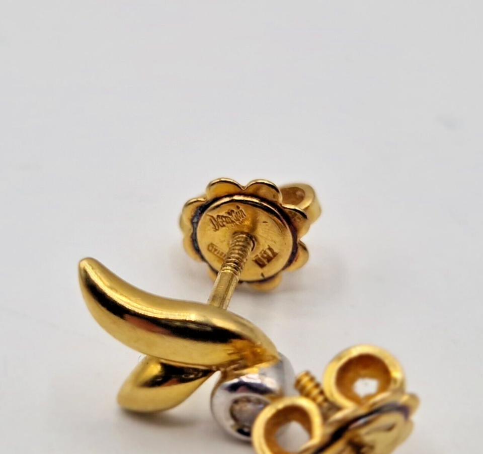 Vintage 18ct Gold & Diamond Italian Signed Designer Earrings-Approx ...