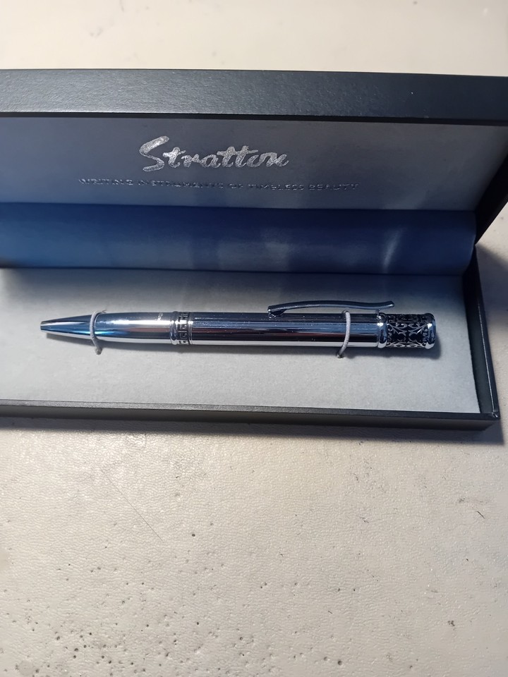 Stratton Ball Pen - Silver with Black accent Twist CT Boxed Unused ...